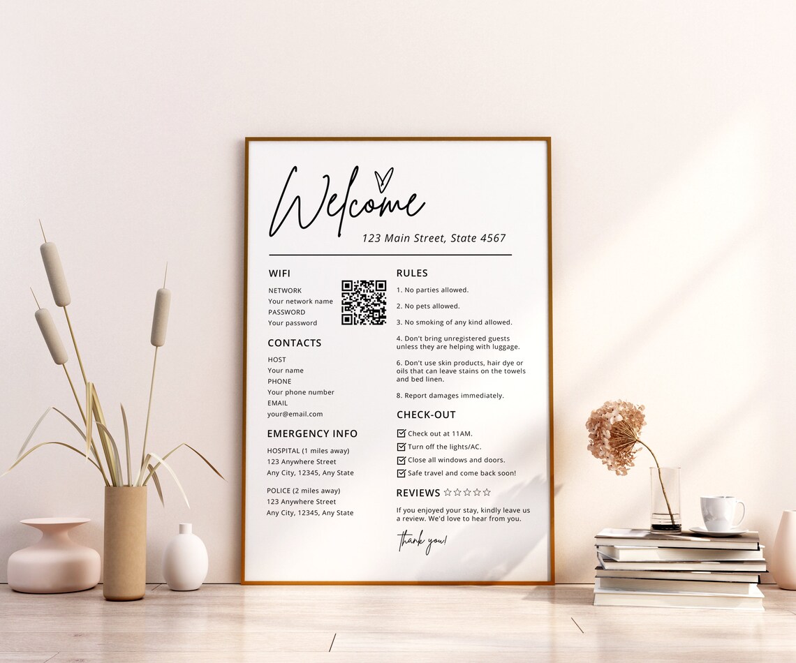 Editable Airbnb Welcome Template Printable Air BNB Welcome - Etsy