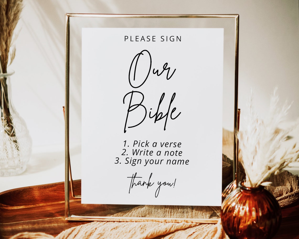 Please Sign Our Bible Sign Please Sign Bible Guestbook Sign - Etsy