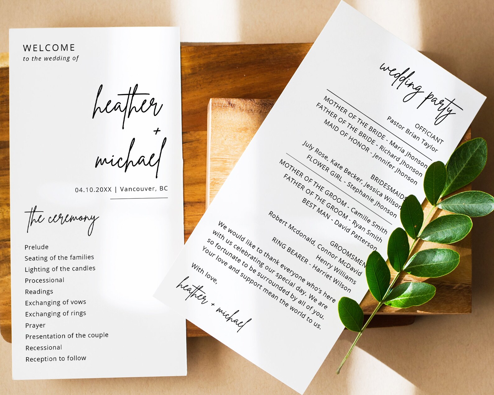 Order of Wedding Program Template Wedding Program Template - Etsy