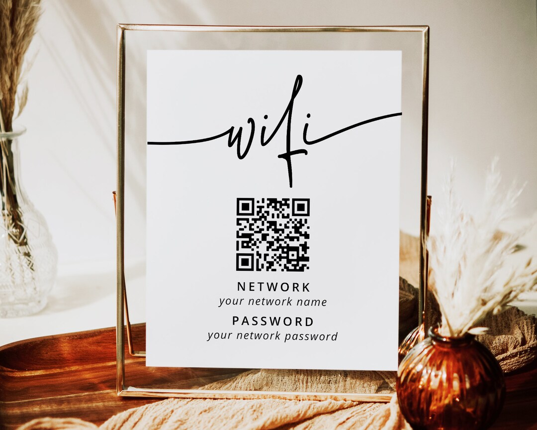 Wifi Password QR Code Sign Template - Wifi QR Code Sign Printable ...