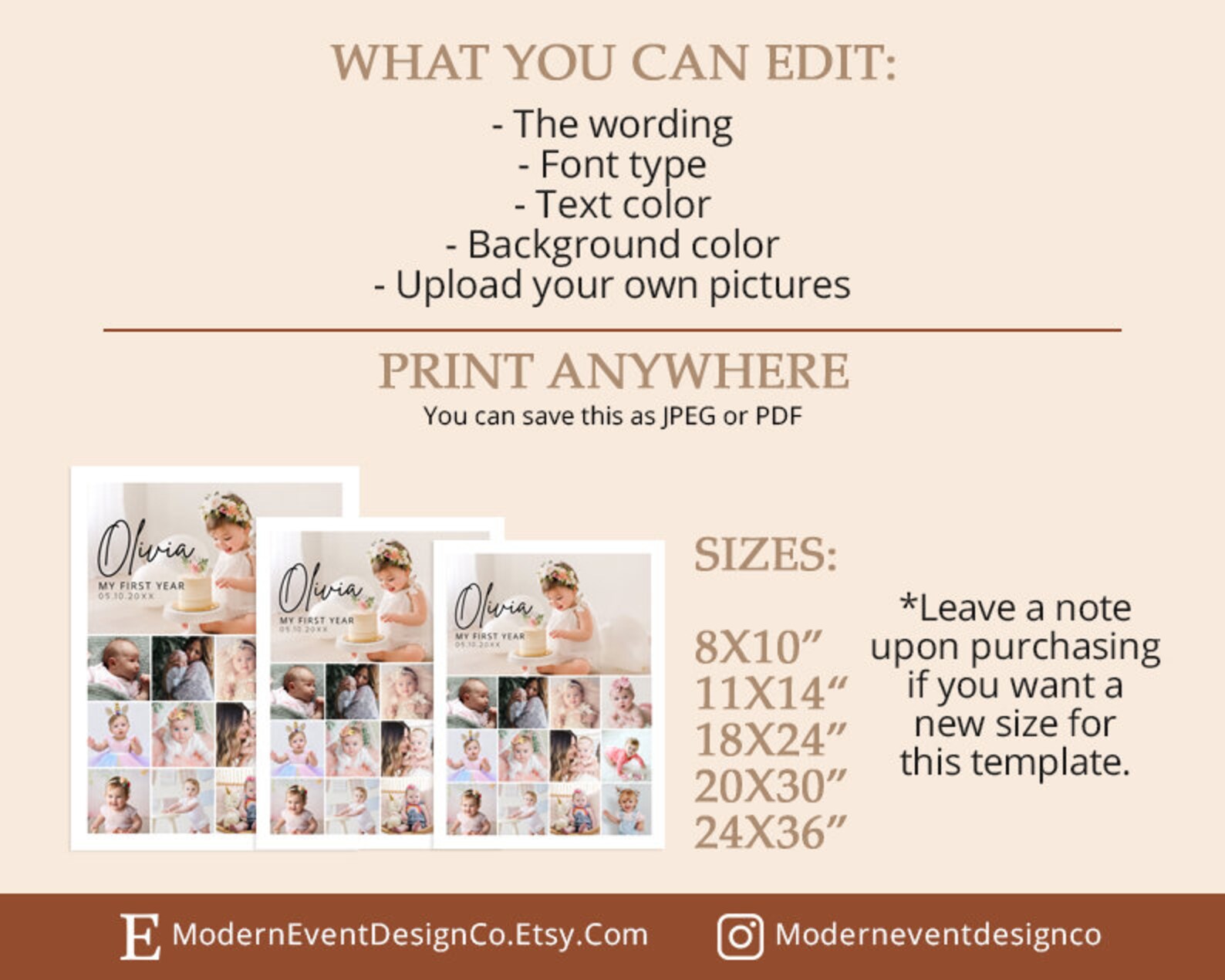 My First Year Poster Babys First Year Poster 1st Birthday - Etsy