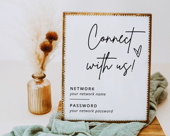 WiFi Password Sign Template | Personalized Wifi Network Sign for Guests ...