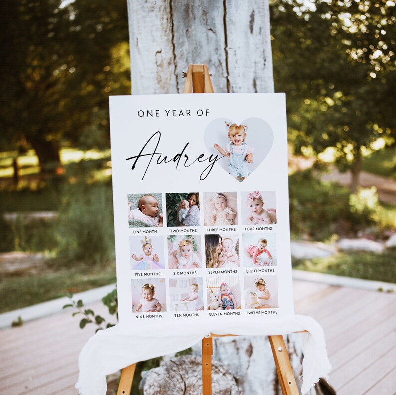 My First Year Board - Printable Baby's First Year Photo Poster Template ...