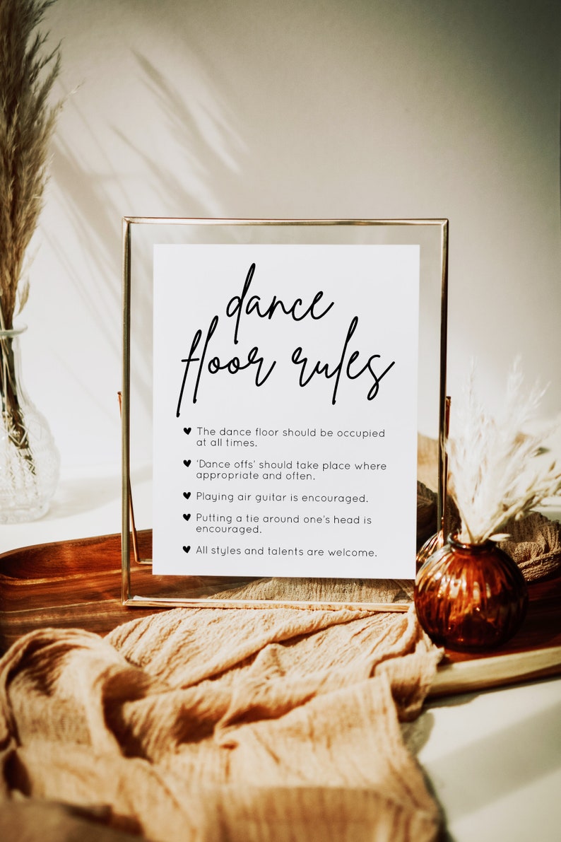 Dance Floor Rules Sign Wedding Dance Floor Sign Modern - Etsy