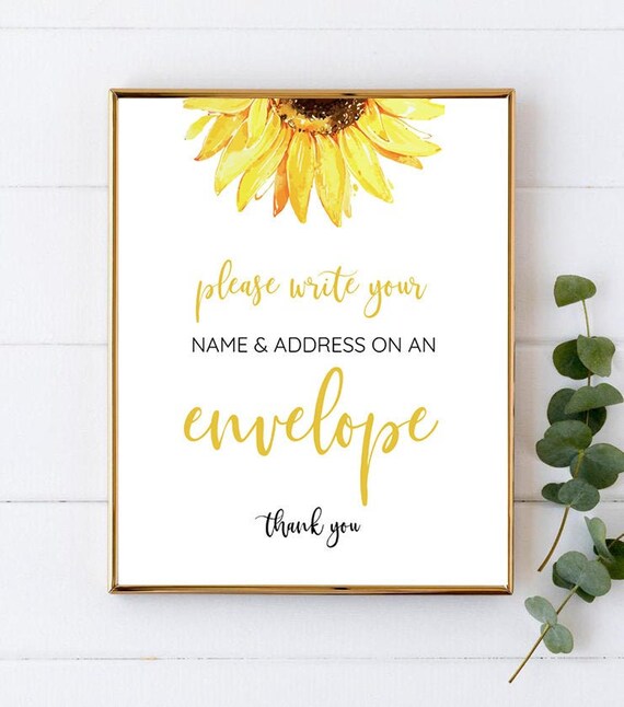 Sunflower Please Write Your Name And Address On An Envelope Sign ...