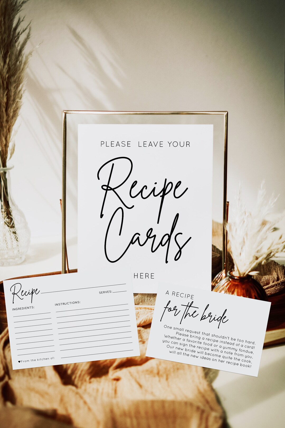 Recipe Card Sign | Place Your Recipe Cards Here | Recipe Card Bridal ...