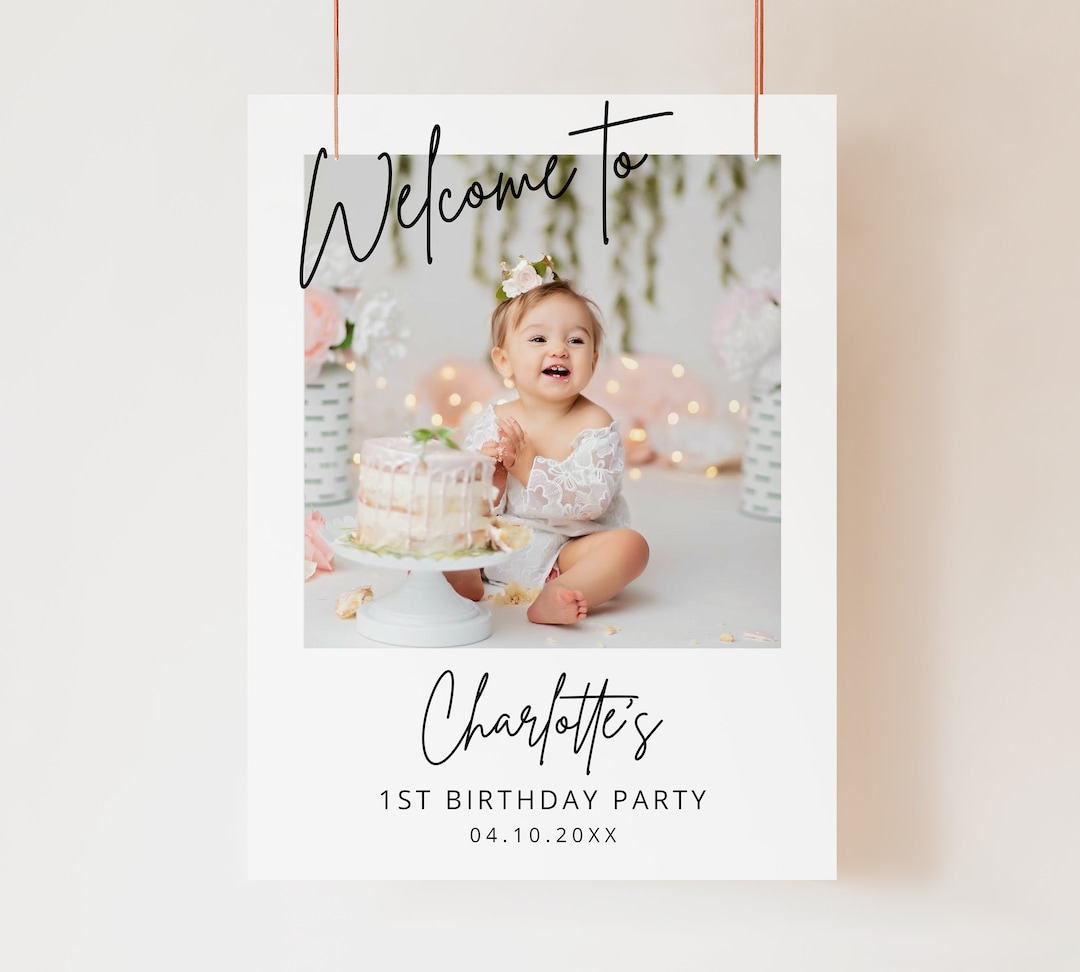 First Birthday Photo Sign Template, 1st Birthday Photo Poster, Baby's ...