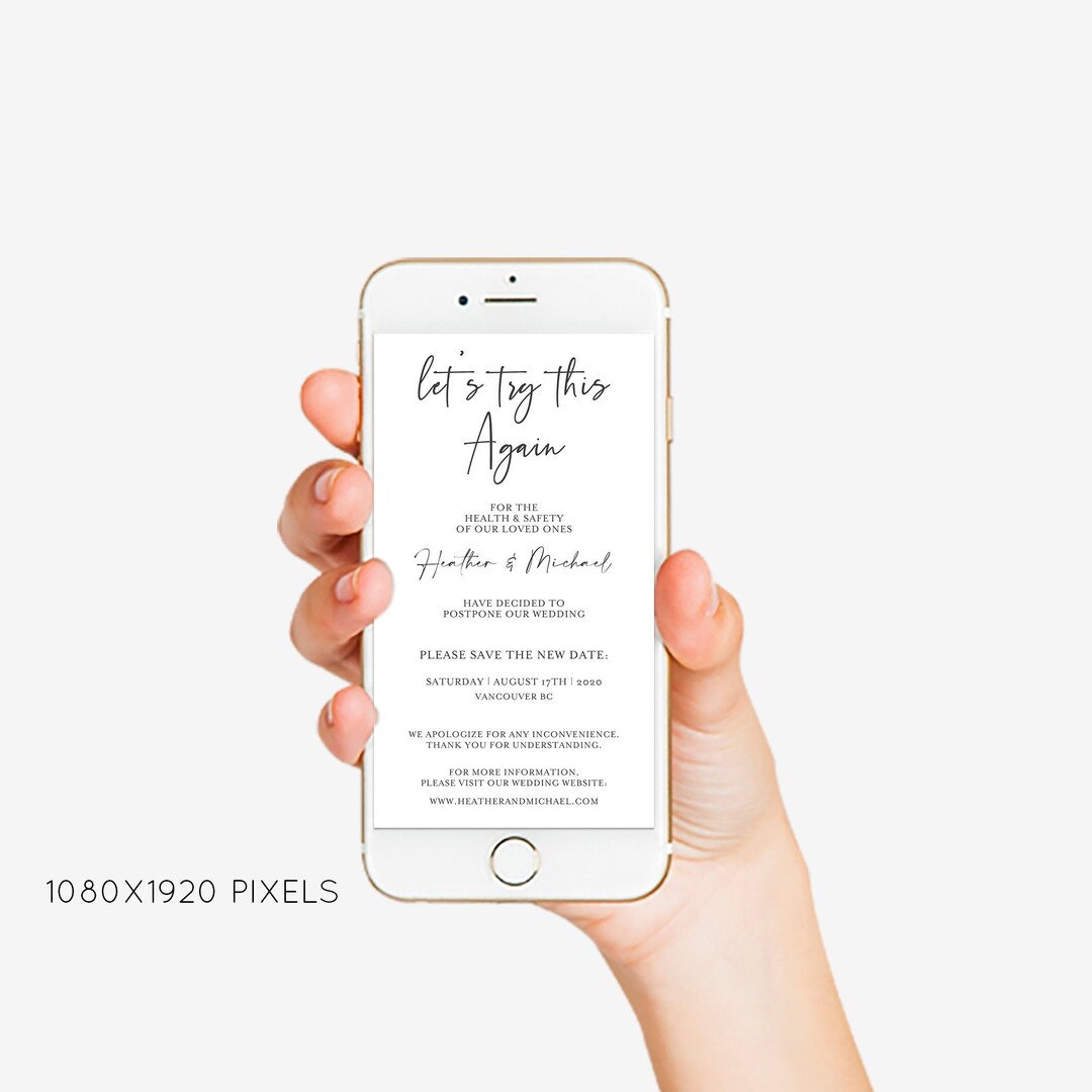 Wedding Postpone Announcement Template We Do Redo Change of - Etsy