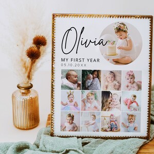 My First Year Board - Printable Baby's First Year Photo Poster Template ...