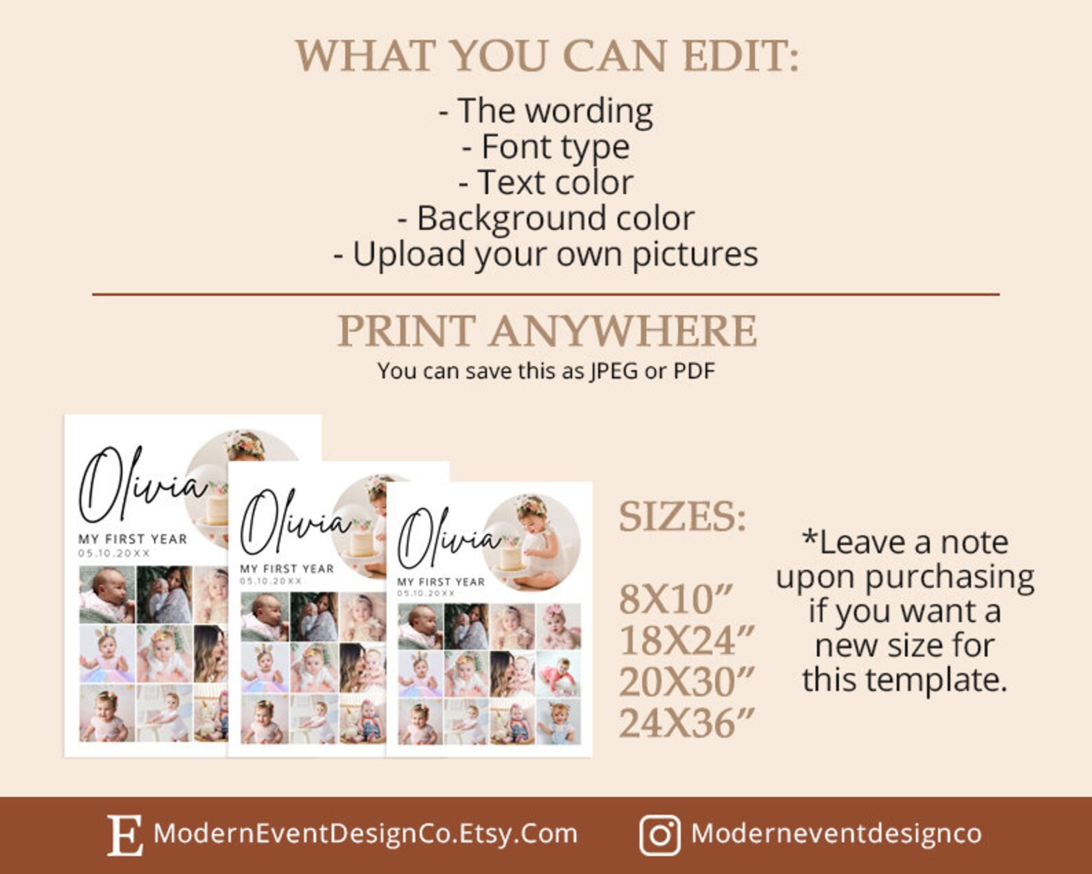 My First Year Board Printable Baby's First Year Photo - Etsy