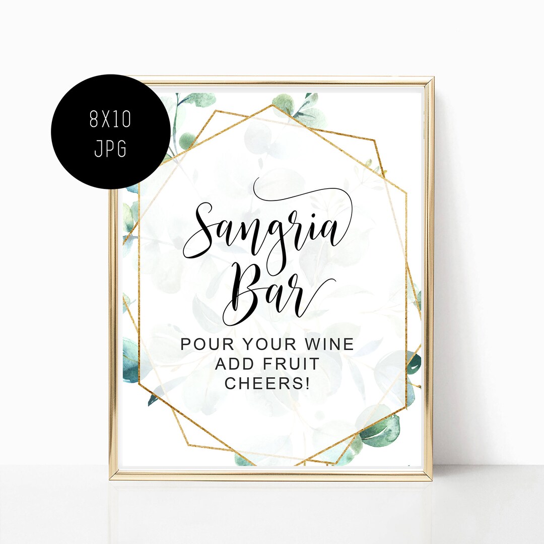 Sangria Bar Sign, Bridal Shower Sign, Wedding Drink Sign, Bar Sign ...