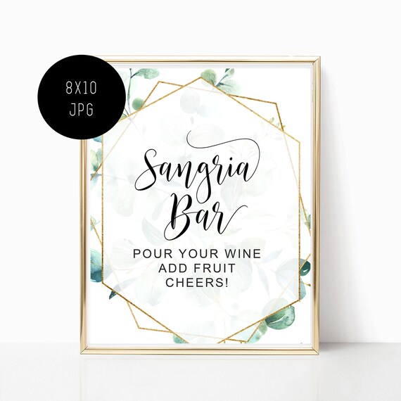 Sangria Bar Sign, Bridal Shower Sign, Wedding Drink Sign, Bar Sign ...