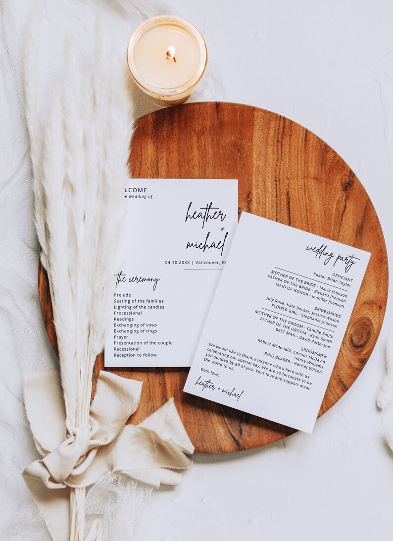 Order of Wedding Program Template Wedding Program Template - Etsy