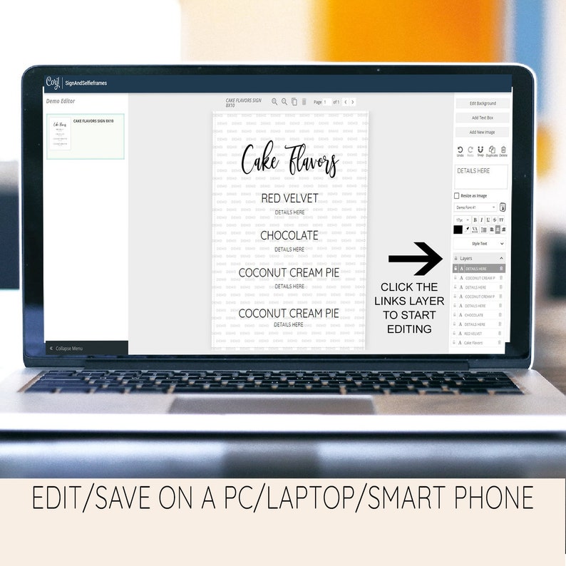 Editable Cake Flavour Sign Cake Flavor Sign Wedding Cake - Etsy