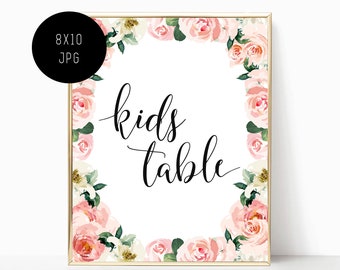 Kids Table Wedding Sign. Printable Rustic Party Decorations. Wedding ...