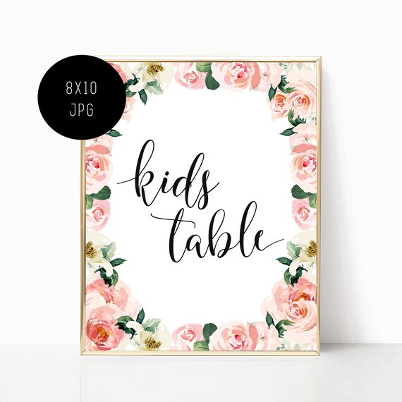 kids table sign - 8x10 by Modern Event Design Co | Catch My Party