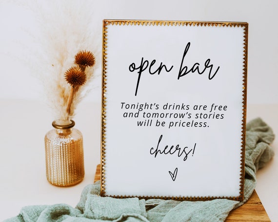 Open Bar Sign Printable Open Bar Sign Wedding Bar Sign - Etsy
