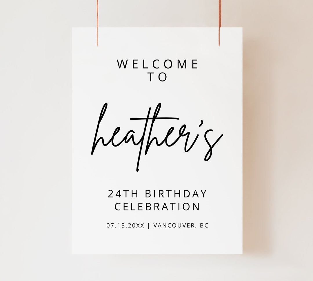 Modern Birthday Welcome Sign Template, Birthday Welcome Party Sign ...