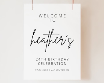 Modern Birthday Welcome Sign Template, Birthday Welcome Party Sign ...