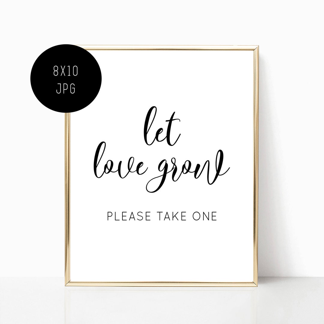 LET LOVE GROW Sign, Succulent Favor Sign, Succulent Let Love Grow Sign ...