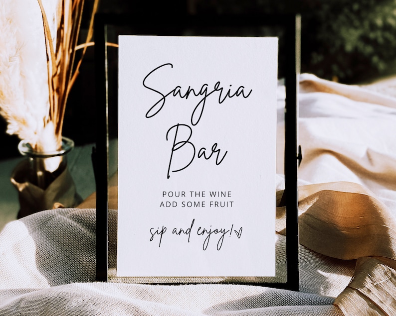 Sangria Bar Sign Printable Wedding Signs Cocktail Sign - Etsy