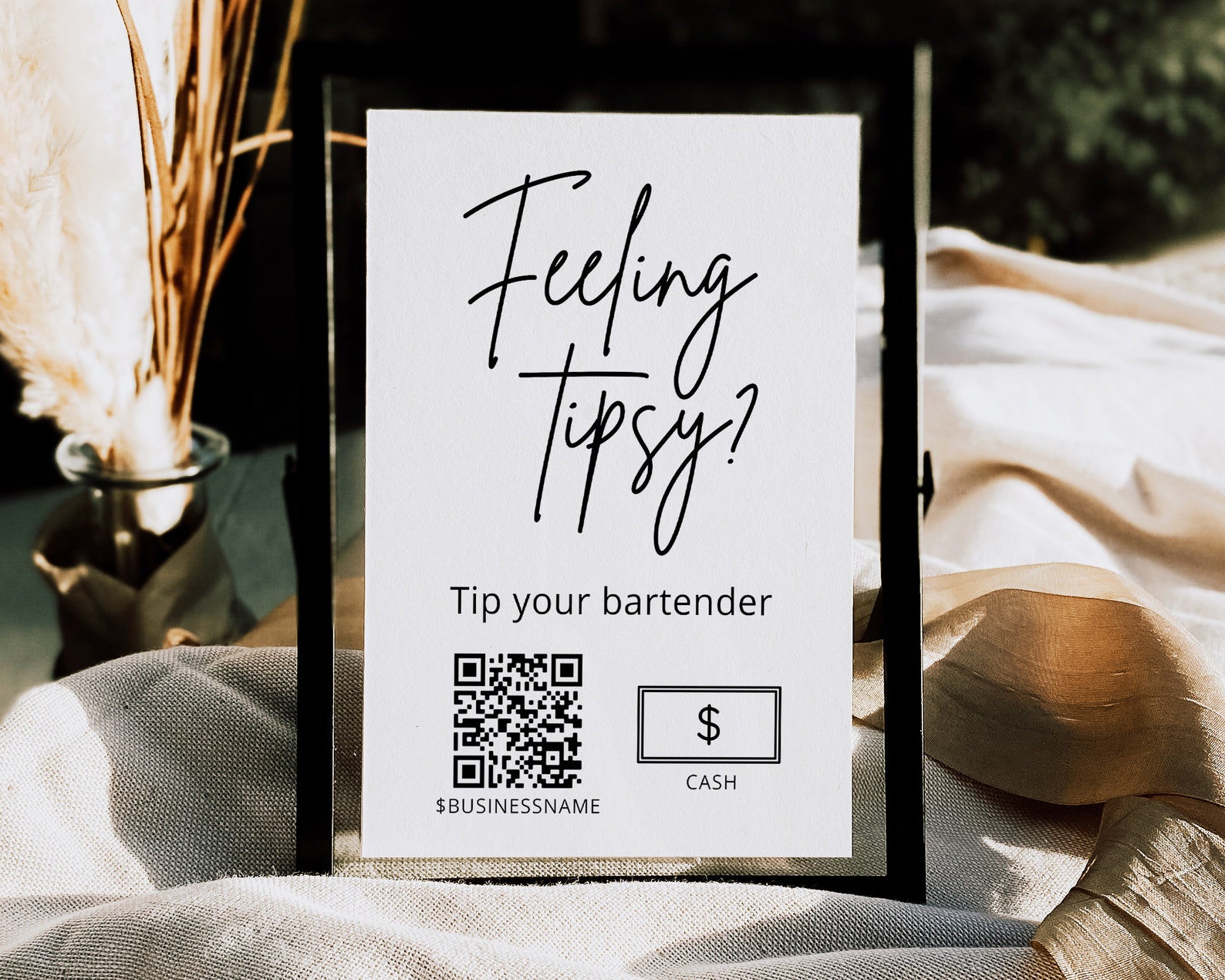 Bartender Tip Sign | QR Code Sign | Scan to Pay | Venmo | Cashapp ...