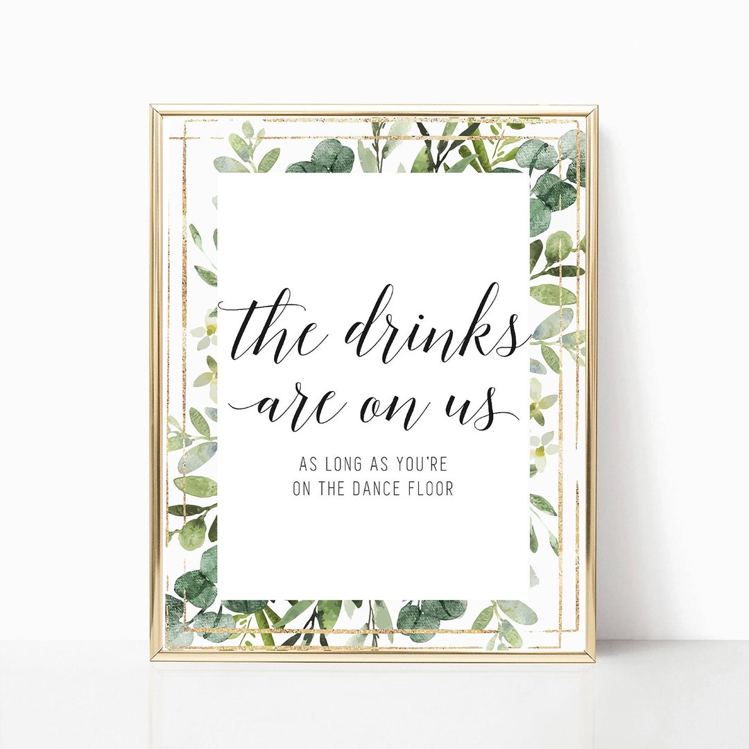 Drinks Are on Us Sign, Open Bar Sign, Wedding Bar Signs, Printable ...