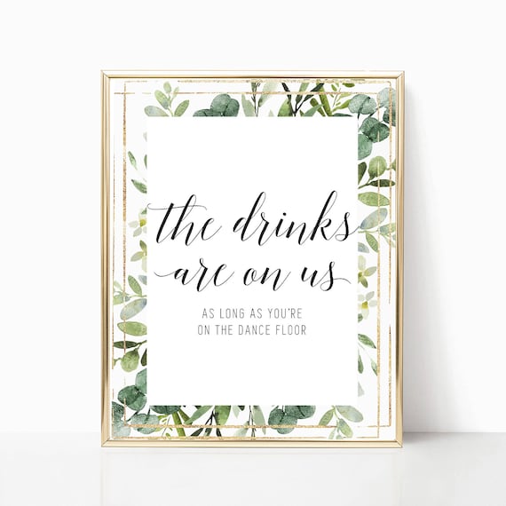 Drinks are on Us sign, Open bar sign, wedding bar signs, Printable ...