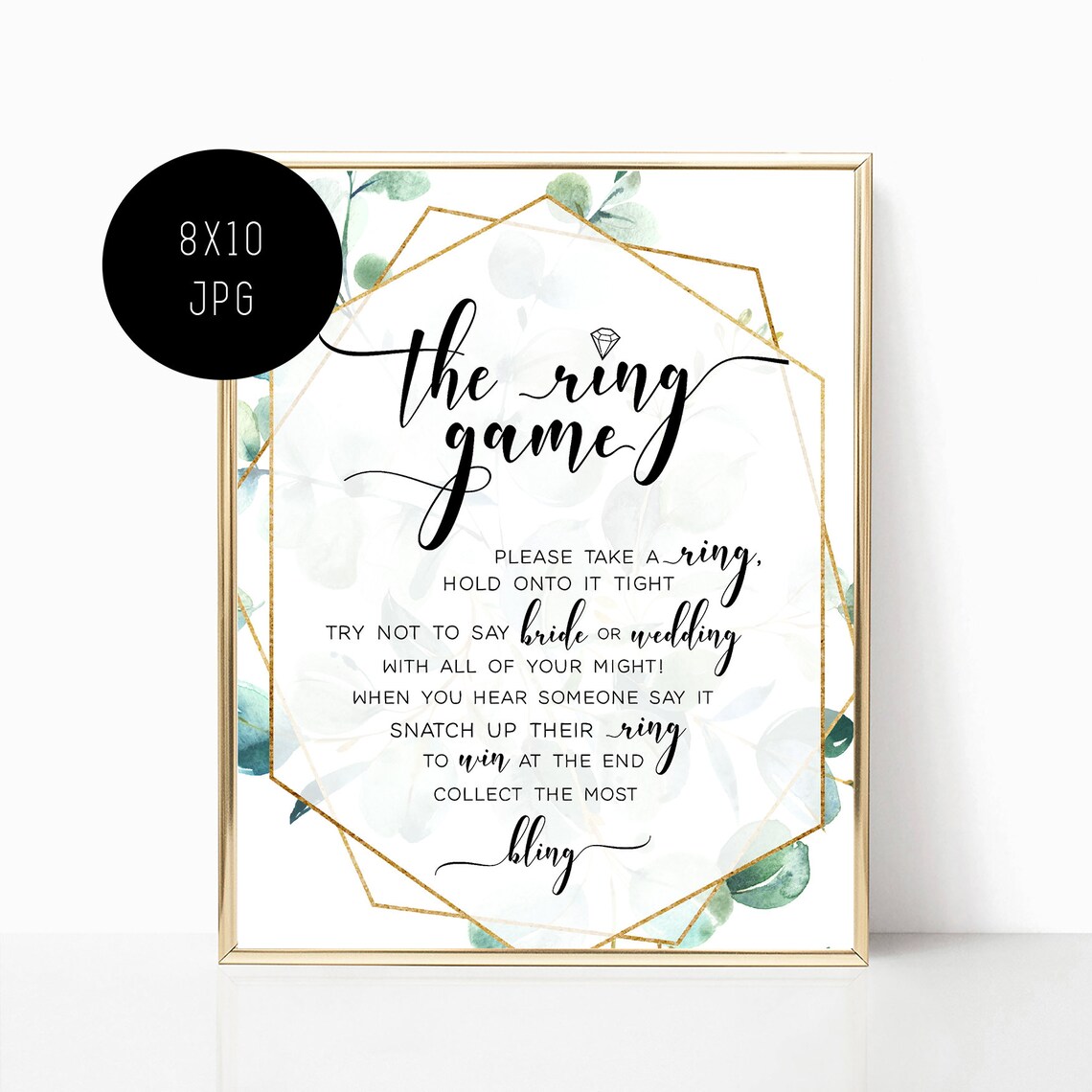 The Ring Game Bridal Shower Game Sign Bridal Shower Sign | Etsy