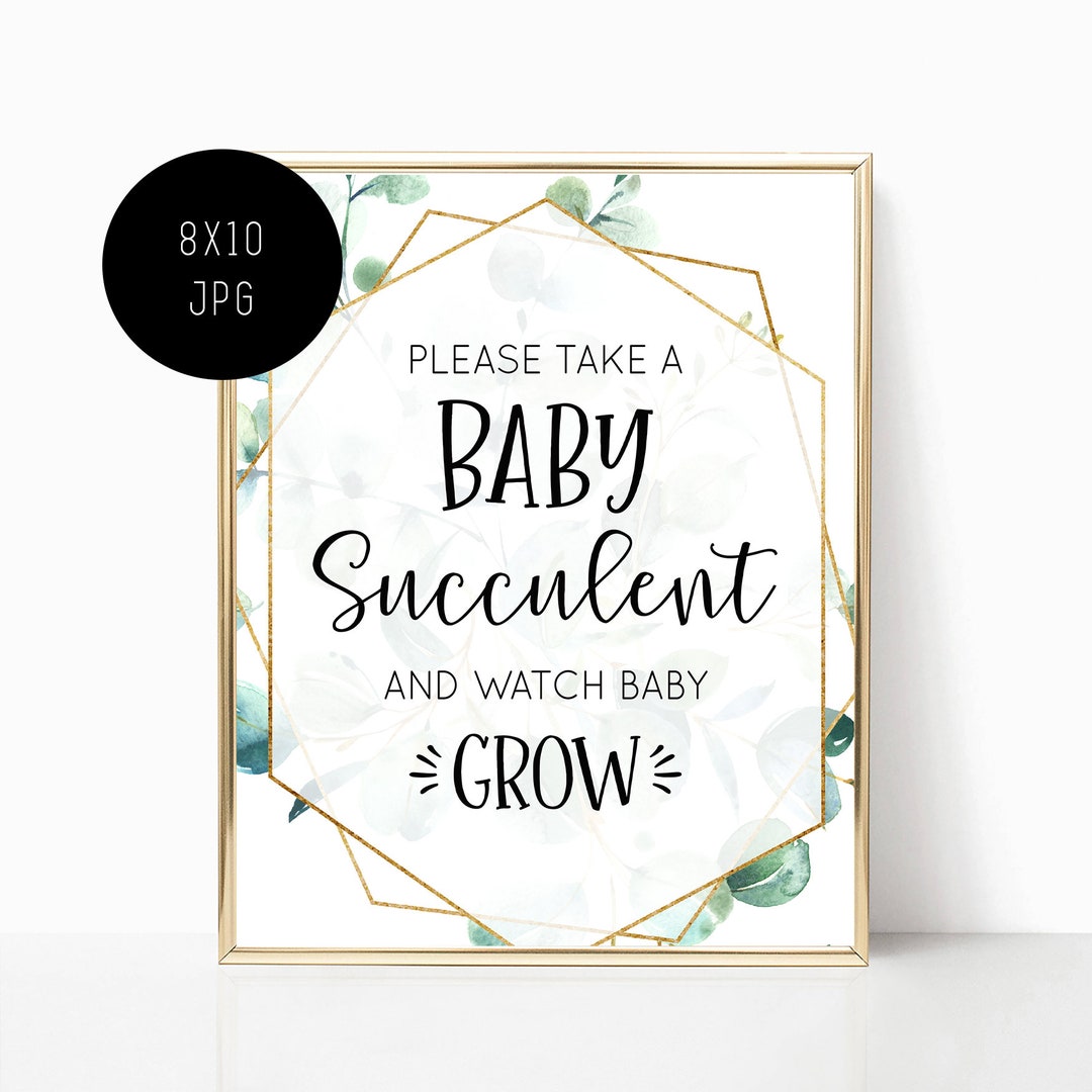 Baby Shower Succulent Favor Sign, Succulent Baby Shower Sign, Baby ...