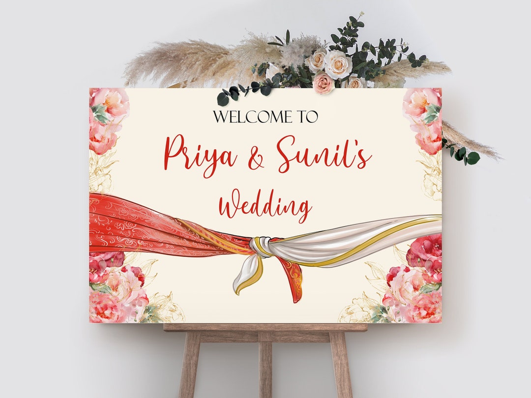 Indian Wedding Welcome Sign, Sikh Wedding Sign, Hindu Welcome Sign ...