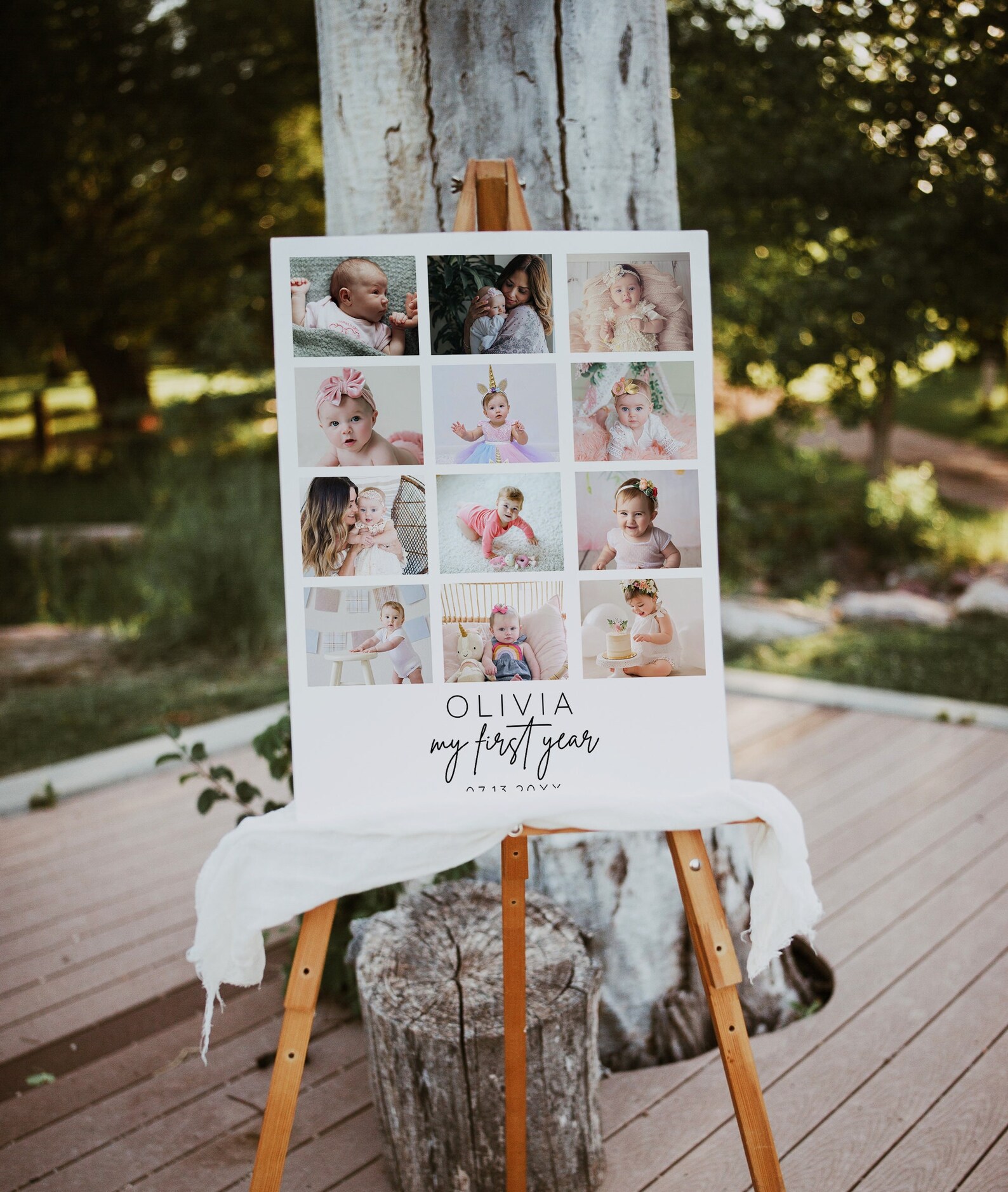 First Year Photo Collage Template, Baby 1st Birthday Gift, Babys First ...