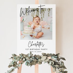 First Birthday Photo Sign Template, 1st Birthday Photo Poster, Baby's ...