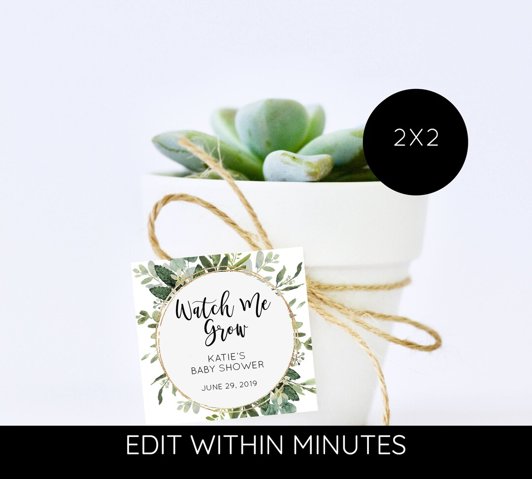 Greenery Wreath Watch Me Grow FAVOR TAG , Watch Me Grow Favor Tag ...