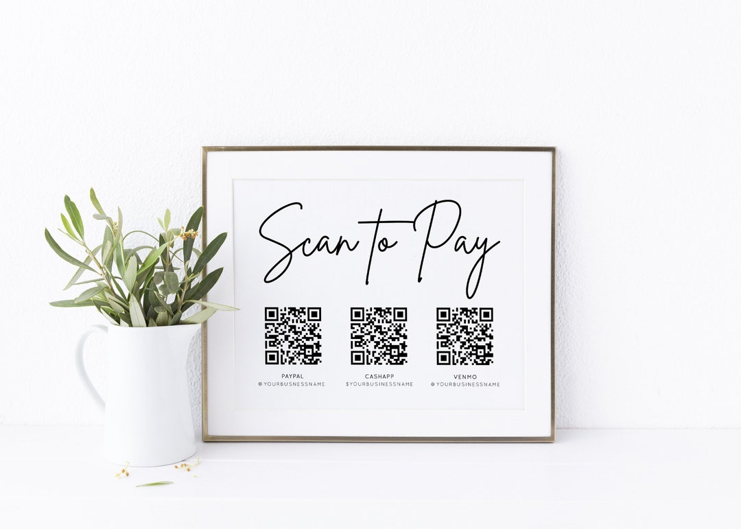 Scan to Pay Sign - Scannable QR Code Sign - Social Media Sign - Bar ...