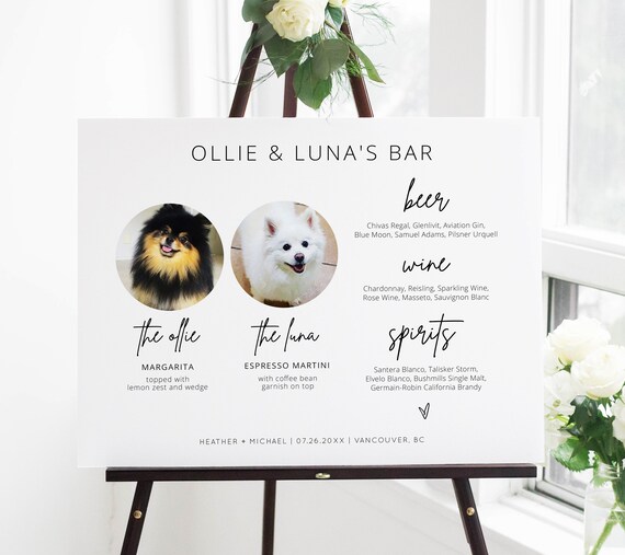 Pet Signature Drink Sign Wedding, Signature Drinks Sign with Dogs ...