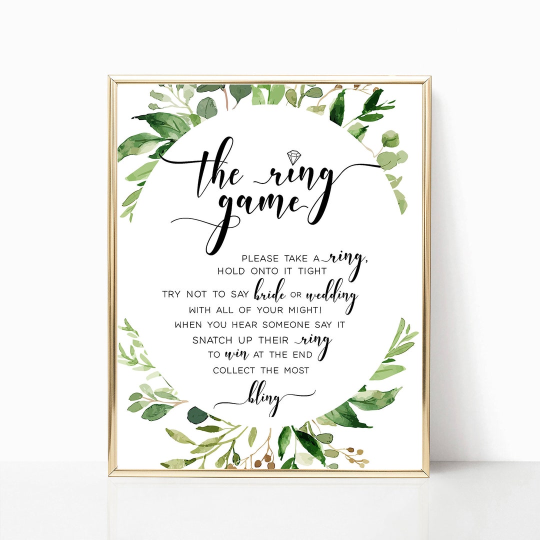 The Ring Game, Bridal Shower Game Sign, Bridal Shower Sign Template ...