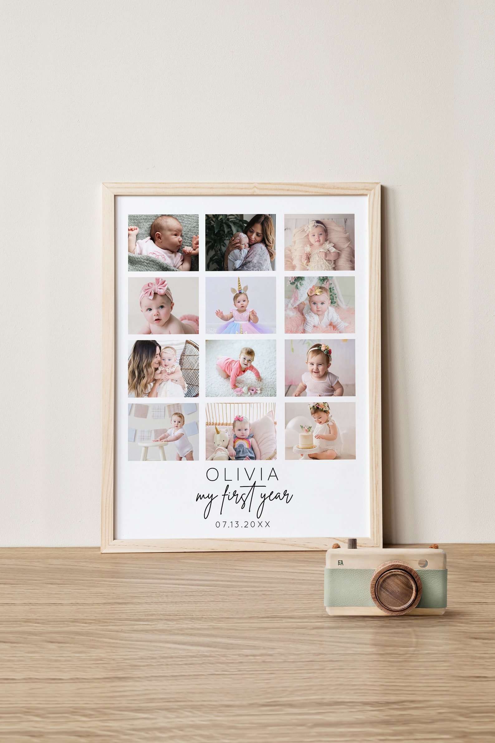 First Year Photo Collage Template, Baby 1st Birthday Gift, Babys First ...