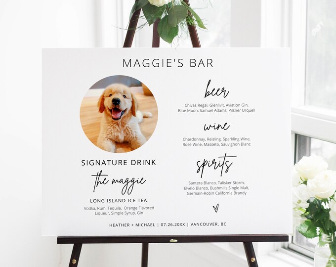 Custom Pet Bar Menu Sign His and Hers Signature Drink With Dog Custom ...