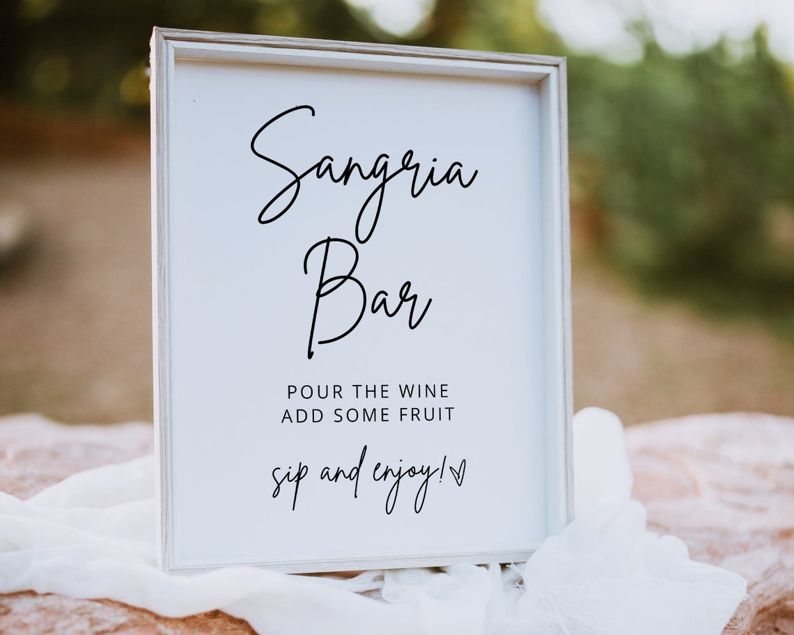 Sangria Bar Sign Printable Wedding Signs Cocktail Sign - Etsy