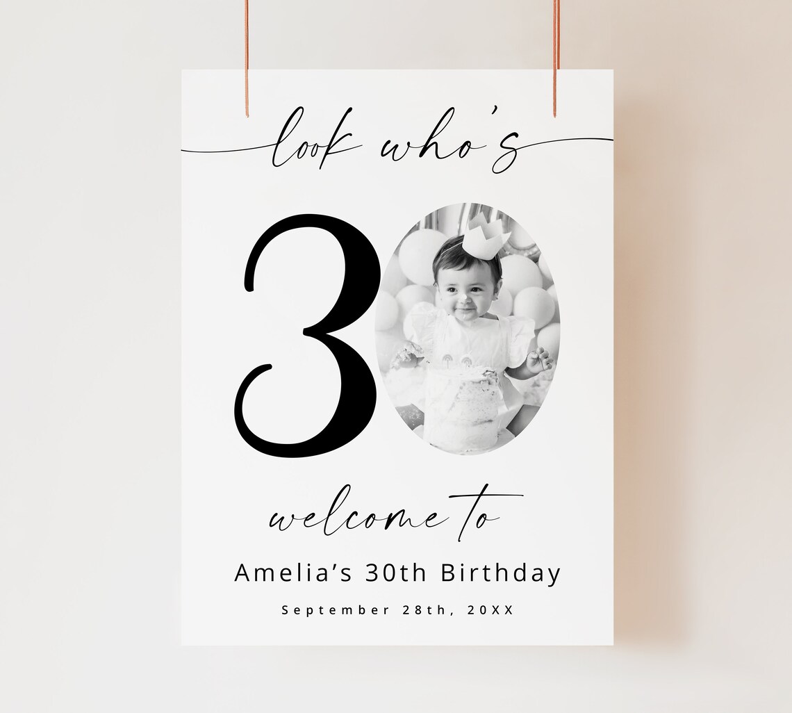 Look Who's 30, 30th Birthday Photo Poster TEMPLATE, Customizable Photo ...