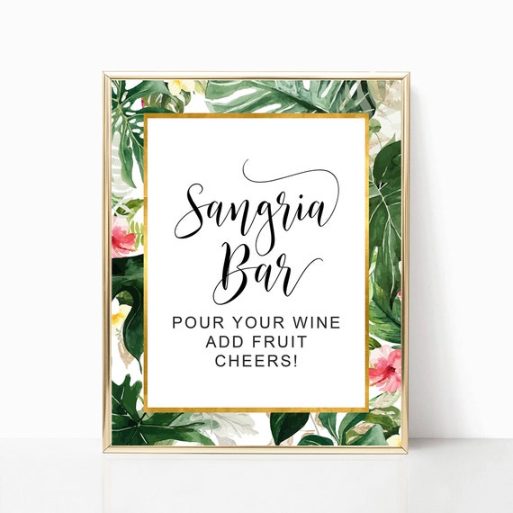 Sangria Bar Sign, Bridal Shower Sign, Wedding Drink Sign, Bar Sign ...