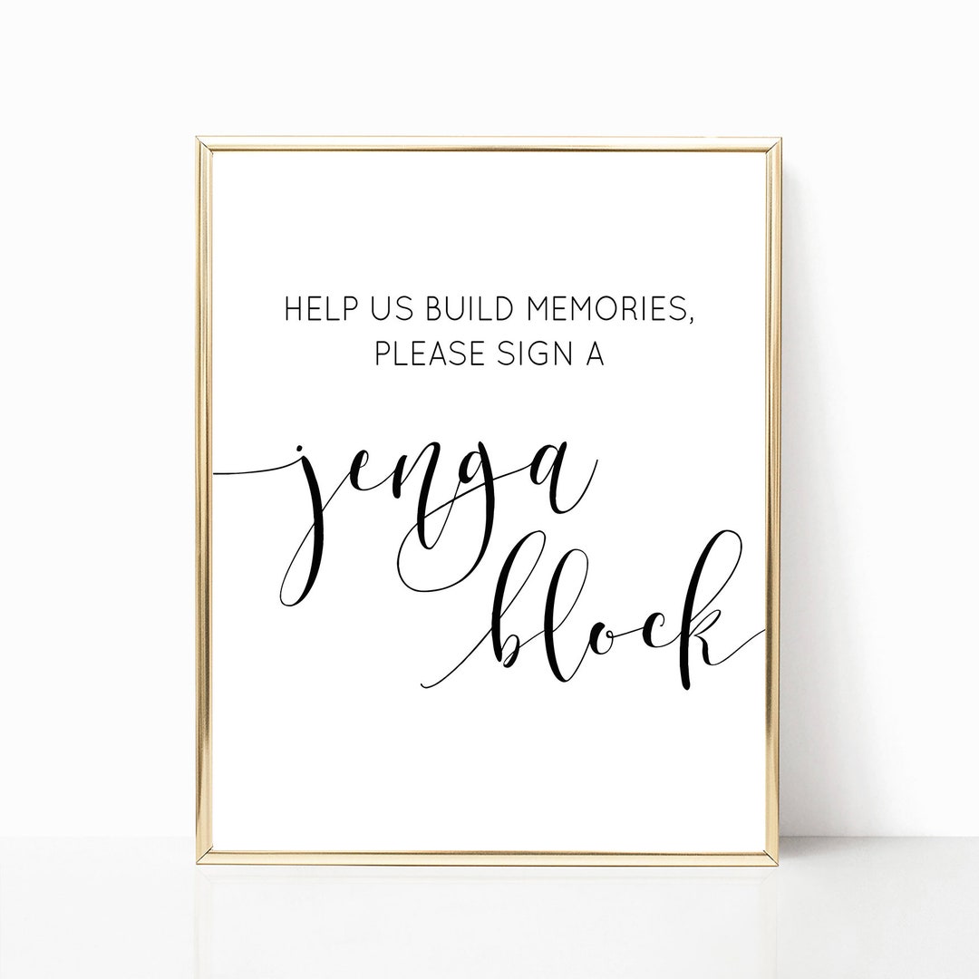 JENGA GUESTBOOK SIGN, Please Sign A Jenga Block, Help Us Build Memories ...