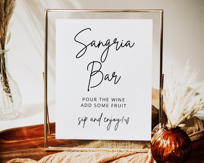 Sangria Bar Sign Printable Wedding Signs Cocktail Sign - Etsy