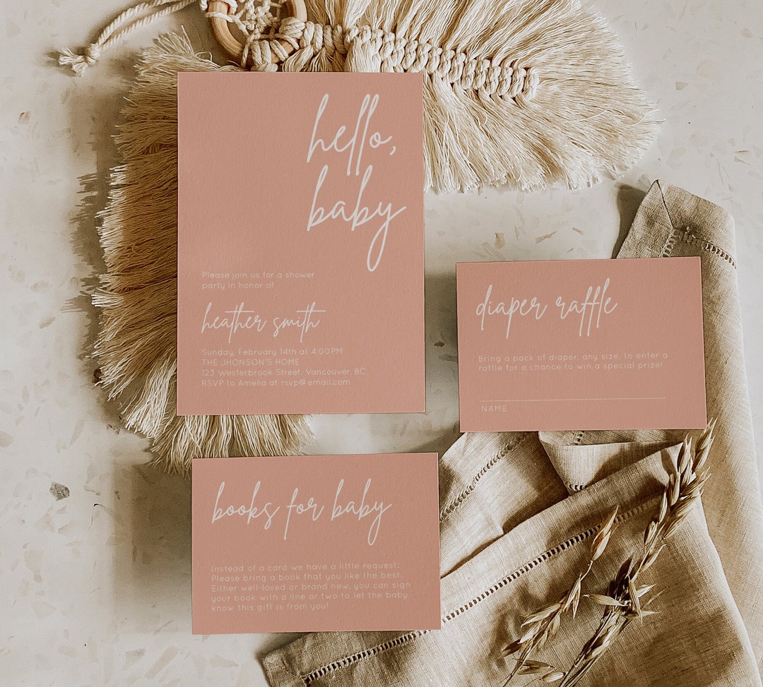 Boho Minimalist Baby Shower Invitation, Boho Baby Shower Invitation ...