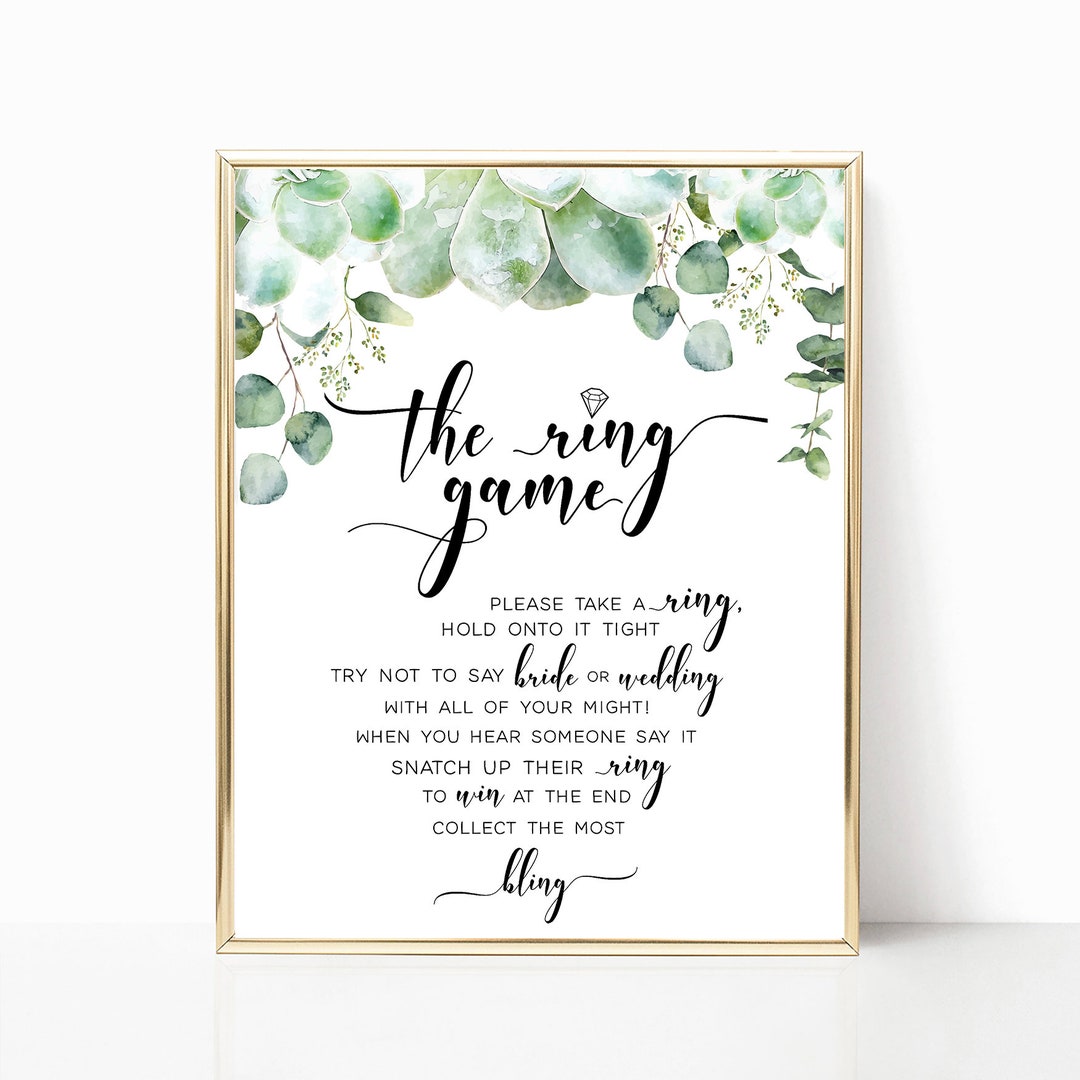 The Ring Game, Bridal Shower Game Sign, Bridal Shower Sign Template ...