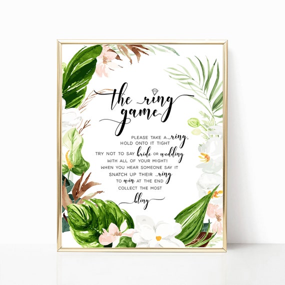 The Ring Game, Bridal Shower Game Sign, Bridal Shower Sign Template ...