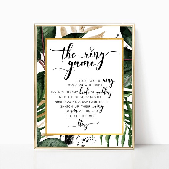 The Ring Game, Bridal Shower Game Sign, Bridal Shower Sign Template ...