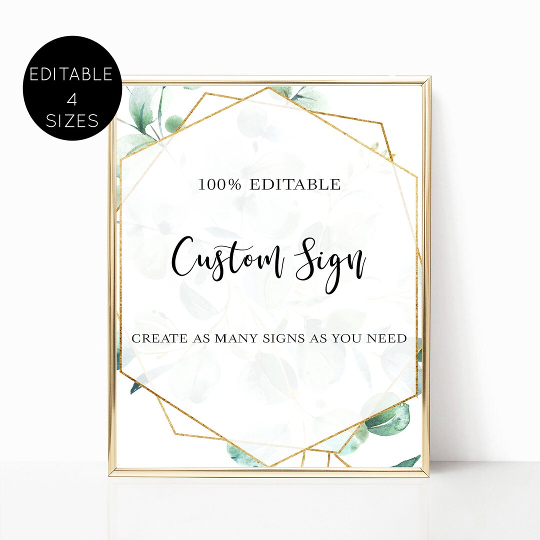 Custom Table Sign 8x10 Wedding Sign Template Custom Download 100% ...