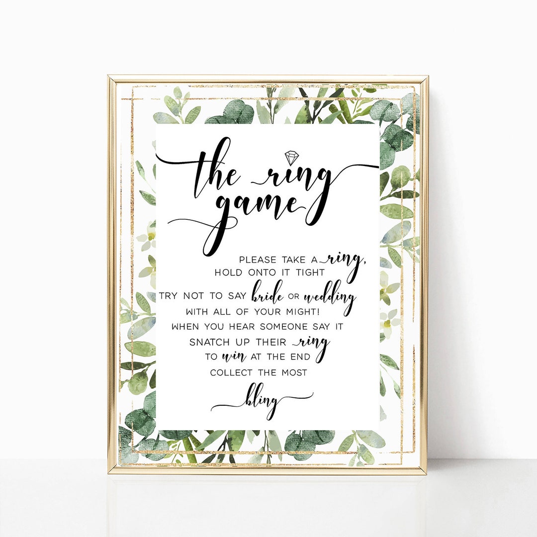 The Ring Game Bridal Shower Game Sign Bridal Shower Sign - Etsy